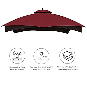 Eurmax USA High Performance Replacement Canopy Top for Lowe's Allen Roth Heavy Duty Gazebo Roof with Air Vent - 10x12 Gazebo Cover #GF-12S004B-1, Replacement Top Only (Burgundy)