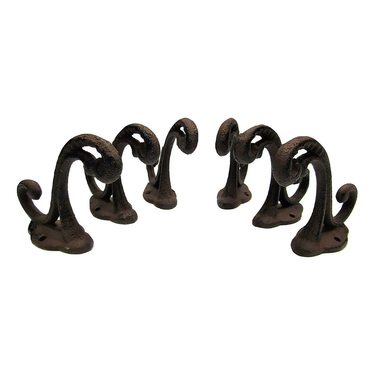 Cast Iron Coat Hat Hooks 3 Inch Set of 6 Double hook Rustic Antique Style