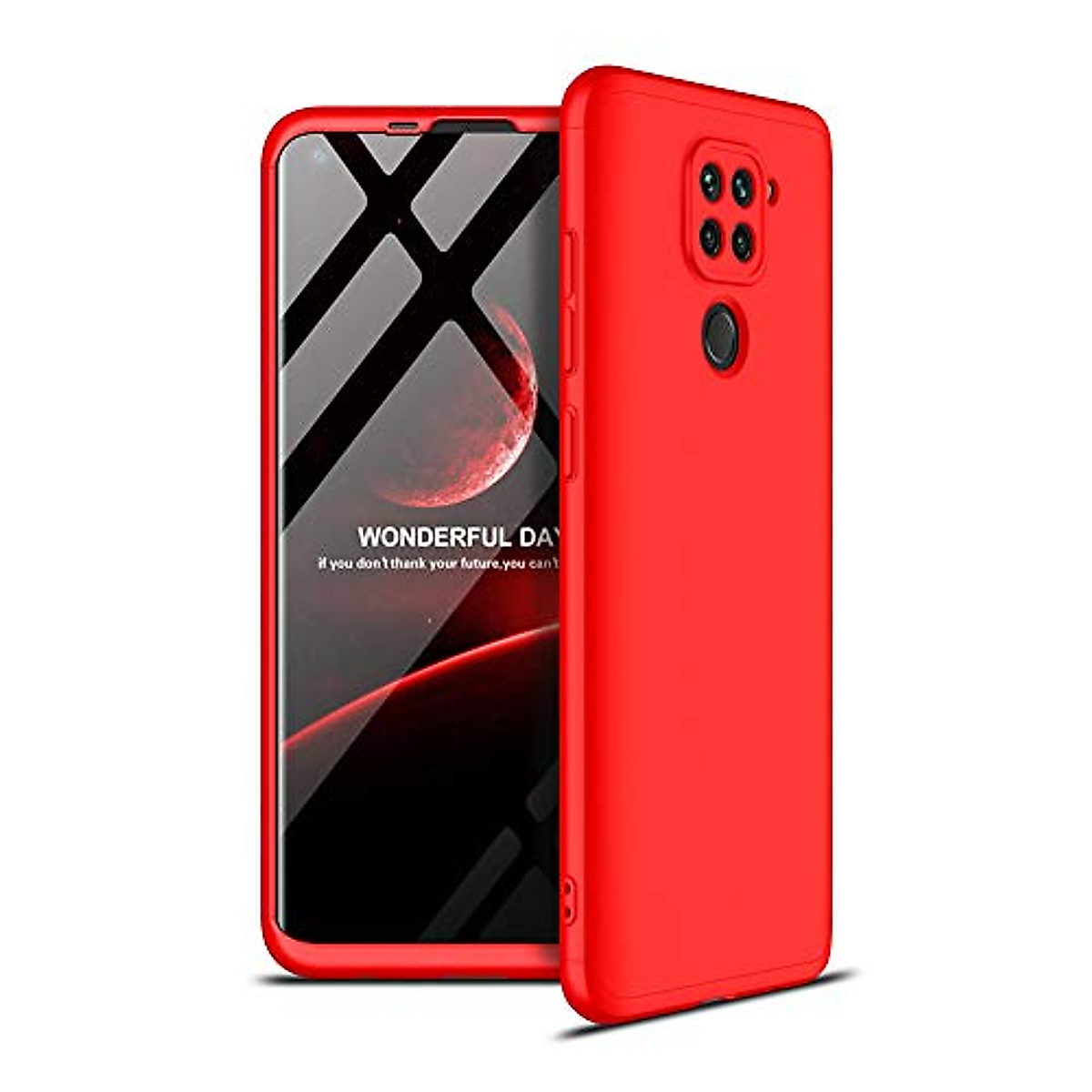 Asdsinfor Compatible with Xiaomi Redmi Note 9 Case 3 in 1 360 Degree Full Body Case Premium Slim Hard PC Plastic Anti-Scratch Bumper Compatible with Xiaomi Redmi 10X 4G 3 in 1 Red AD