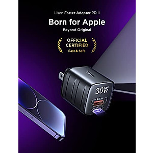 USB C Wall Charger, 35W+35W [GaN III] LISEN Dual Port USB C Fast Charger PD 3.0/QC 3.0 Pint-Sized Type C Charger Fast Charging for iPhone 14/13/Mini/Pro/Pro Max, iPad Pro/Air, Samsung PPS 25W