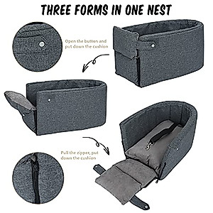 Cathpetic Dog Car Seat Pet Supplies - Travel Bags for Dogs Cats Portable Console Dog Car Seat Washable Dog Cat Booster Seat on Car Armrest Included Safety Tethers Perfect Car Seat for Dogs Cats