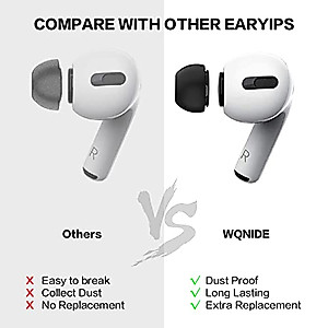 [4-Pairs] Ear Tips for Airpods Pro & Airpods Pro 2nd Generation Ear Tips (Silicone), WQNIDE Anti Slip Soft Silicone Airpods Pro Replacement Ear Tips Fit in The Charging Case (Black/White/Pink/Purple)