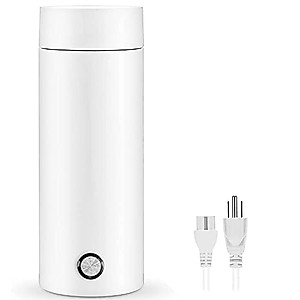 400ml Portable Electric Kettle and Water Cup, Suitable for Milk, Coffee, Water and Tea, Stainless Steel Bottle, Automatic Shut off and Dry Protection Travel Kettle