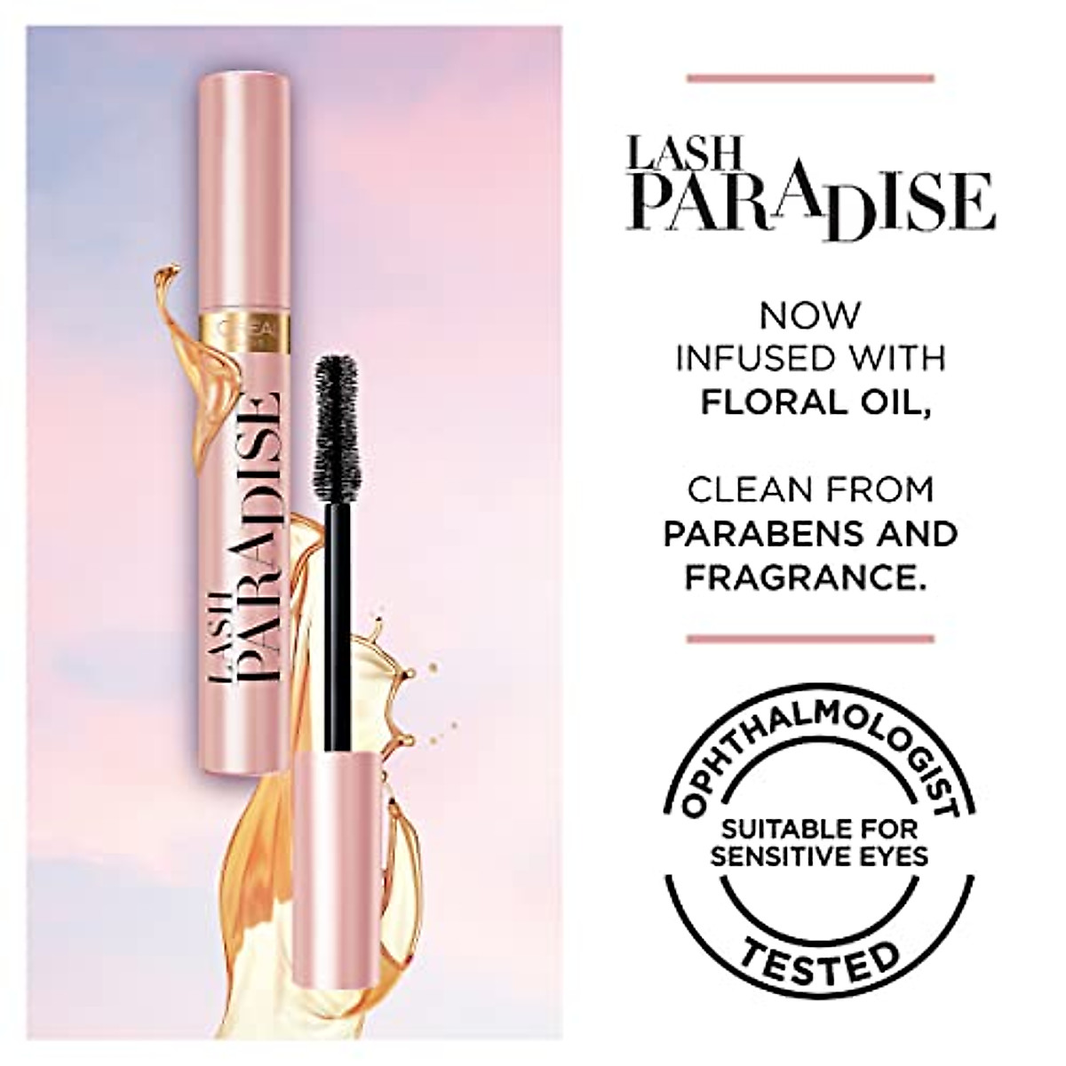 L'Oreal Paris Makeup Lash Paradise Mascara, Voluptuous Volume, Intense Length, Feathery Soft Full Lashes, No Flaking, No Smudging, No Clumping, Mystic Black, 0.25 Fl Oz (Pack of 1)