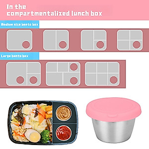 AiFunT 2.4 Oz Stainless Steel Condiment Containers With Lids, Reusable Leak Proof Dressing Containers With Lids, Sauce Containers For Lunch Box 6 Pcs