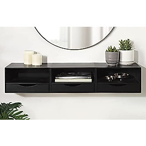 Kate and Laurel Hutton Modern Floating Shelf and Side Table, 12.5 x 10 x 7, Black, Modern Minimalist Floating End Table for Storage and Display with Bold Finish