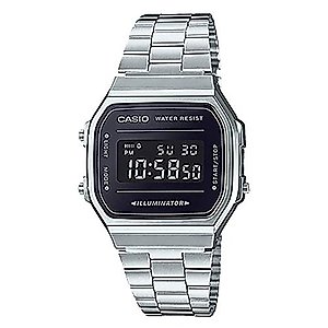 Casio A168WEM-1 Men's Youth Collection Mirror Dial Alarm Chronograph Illuminator Digital Watch