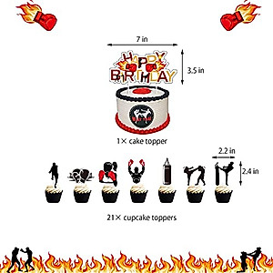 Boxing Match Birthday Party Decorations Fight Theme Party Supplies with Birthday Banner, Cake Toppers, Boxing Garland, Latex Balloons for Wrestling Fight Sports Theme Birthday Decoration