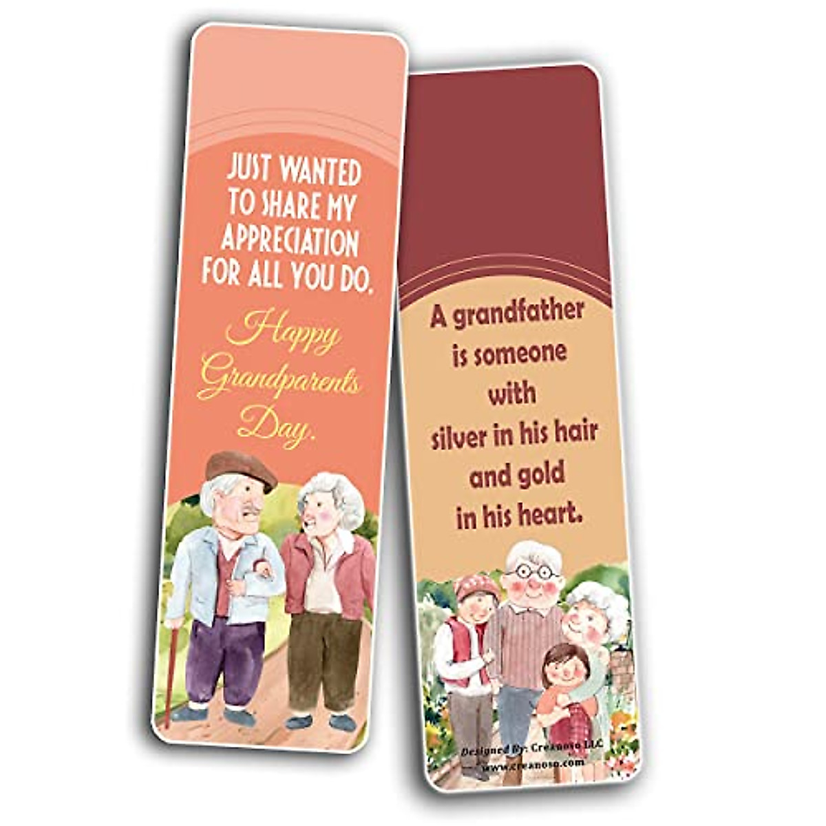 Creanoso Grandparents Day Bookmarks (10-Sets X 6 Cards) – Daily Inspirational Card Set – Interesting Book Page Clippers – Great Gifts for Adults and Professionals
