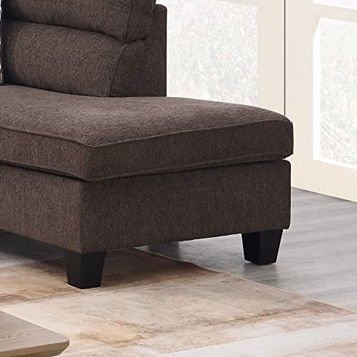 118" Wide Large Modern Upholstered L-Shaped Sectional Sofa with 2 Cushions, Modern Tufted Micro Cloth Couch with Soft Memory Foam Seats, 5 Seater Modular Sofa - Chocolate Brown - Oliver & Smith