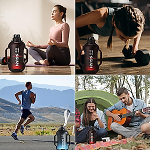SGUAI Smart Water Bottle, 44oz Smart Sports Gallon Water Bottle, Tracks Water Intake with Bluetooth, LED Glow Reminder, BPA Free Tritan Bottle for Fitness Gym Outdoor, Straw Lid, 1.3L