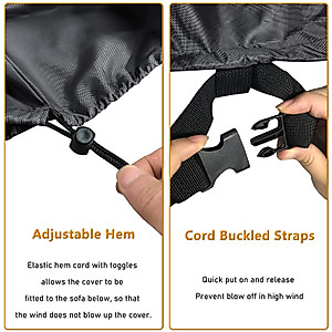 STARTWO Outdoor Furniture Cover Waterproof, Patio Furniture Covers 4 Piece Set, Heavy Duty 500D Patio Furniture Set Cover for Chairs, Couch, Table Coffee, Black