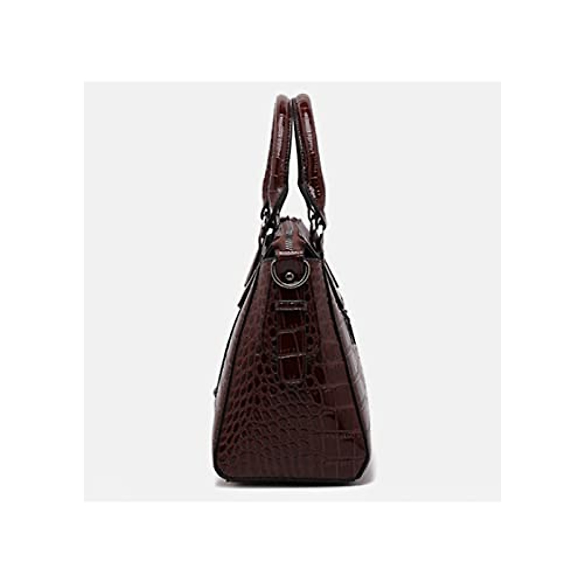 GJGJTER Women Patent Leather Bucket Bag Embossed Shoulder Handbag Crossbody Purse-Dark Brown