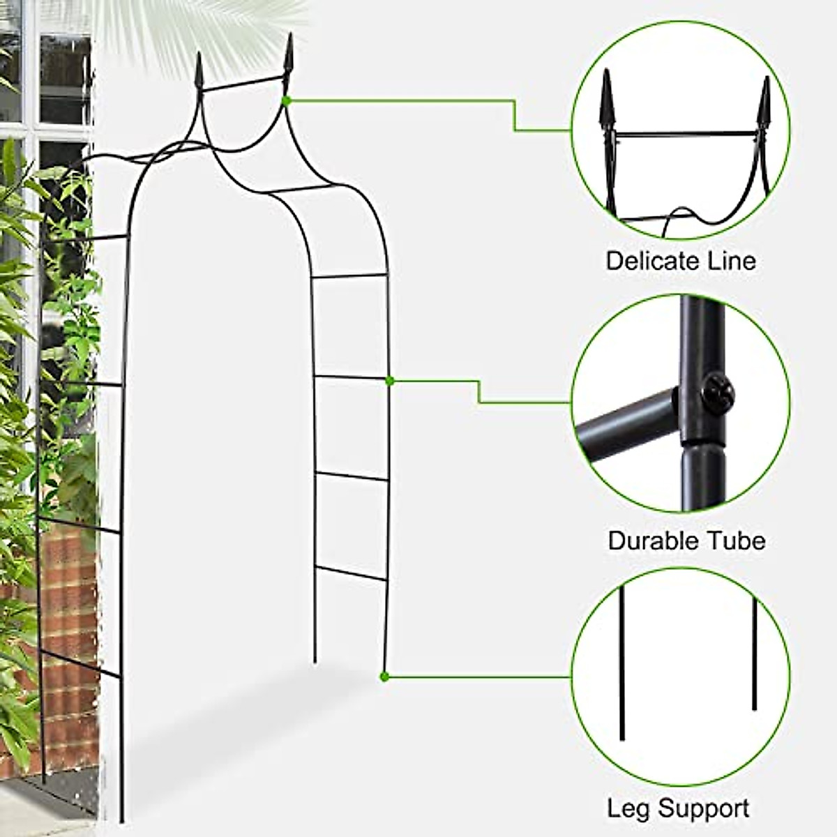 Peach Tree Outdoor Garden Arch Gothic 8' 4" H x 4' 7" W Arbor Iron Black Trellis Metal Weather Resistant Wall Art Climbing Plant Growing Lawn Backyard