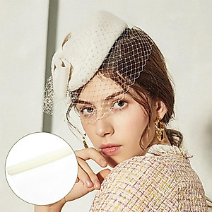 BENECREAT 2.18 Yards Birdcage Veil Netting Fabric, 17inch Wide Organza Tulle Fabric Net Mesh Beige Russian Netting Hat Veil Millinery for Wedding, Sewing, Dress Decoration