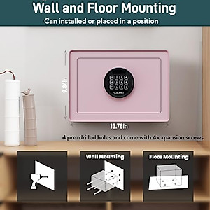 GOLDENKEY Digital Security Safe and Lock Box,Small Safe box for Money, Keypad Lock,Perfect for Home Office Hotel Business Jewelry Gun Use Storage,0.5 Cubic Feet,Pink