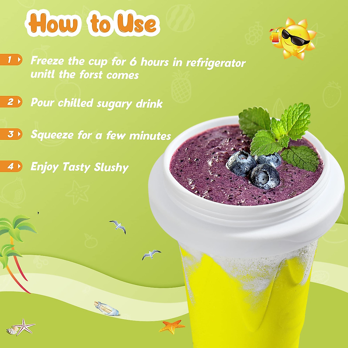 RELPOM Slushie Maker Cup, TIK TOK Magic Quick Frozen Smoothies Cup, Cooling Cup, Slushy Cup, Cool Stuff Things Gadgets Funny Gifts for Kids & Great Stocking Stuffers & White Elephant Gift