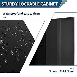 INTERGREAT Metal Storage Cabinet with Locking Doors, Lockable Steel Storage Cabinet with 2 Doors and Shelves, Black Metal Cabinet with Lock, Small Steel Cabinet for Home Office, Garage, Shop