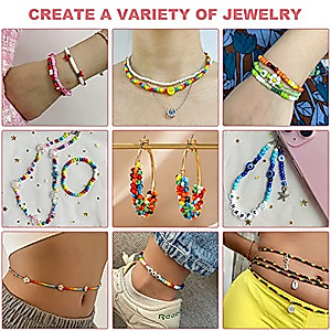 Redtwo 3400pcs 4mm Glass Seed Beads for Jewelry Bracelet Making Kit, Small Beads Friendship Bracelet Kit, Tiny Waist Beads Kit with Letter Beads and Elastic String, DIY Art Craft Girls Gifts (4mm)