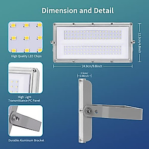 Ankishi 100W Led Flood Light Outdoor 10000LM Bright Security Work Light IP65 Waterproof Flood Lighting 6500K Daylight White Floodlight Fixtures for Yard Garden Patio Basketball Court Stadium Garage