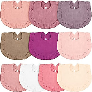 10 Pcs Baby Muslin Bibs Drool Bandana Soft Adjustable Baby Cotton Bibs for Newborn Baby Girl Boy Toddlers Infants Teething (Retro Colors)