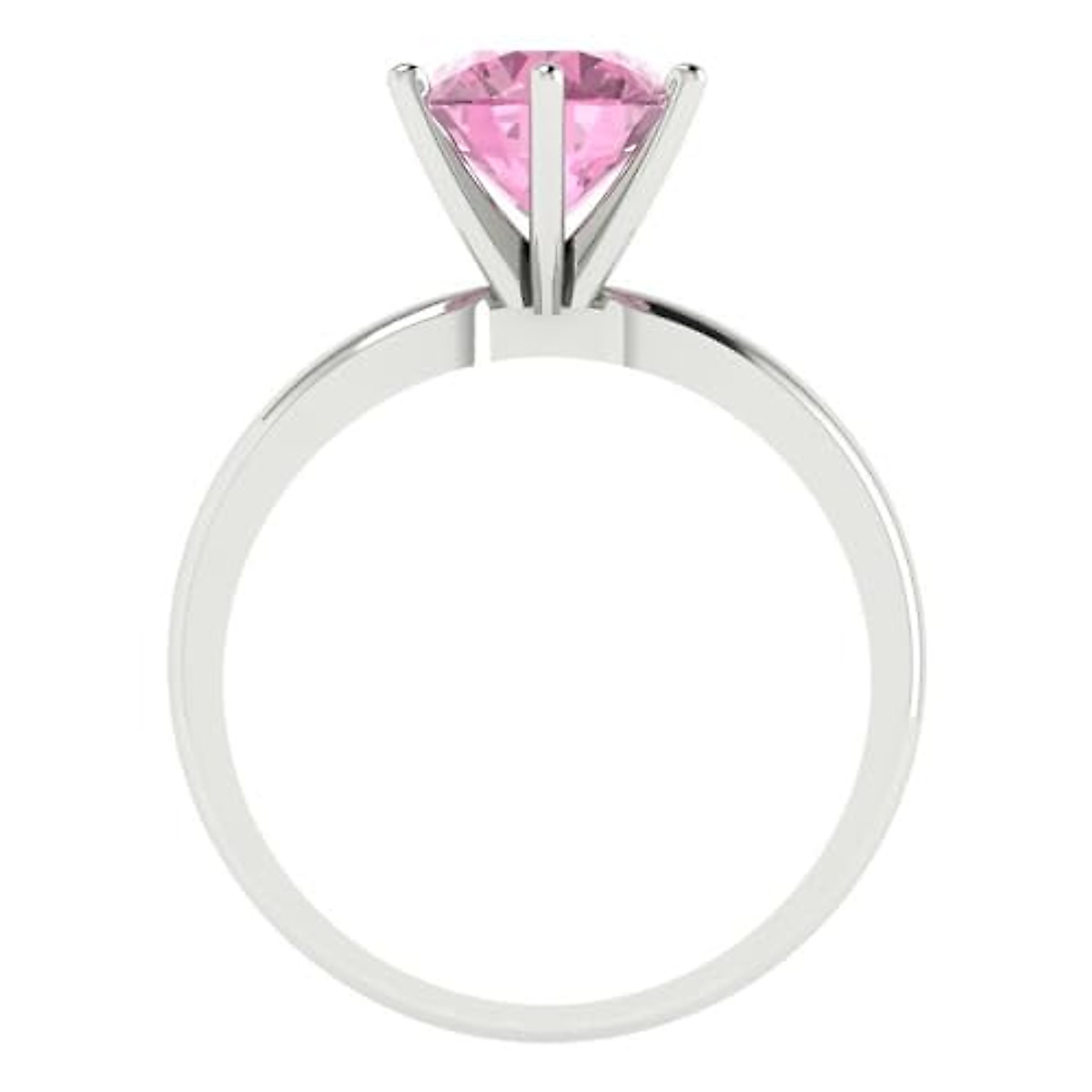 Clara Pucci 2.0 ct Round Cut Solitaire Pink Simulated Diamond Engagement Bridal Promise Anniversary Ring in 18K White Gold Size 10.75