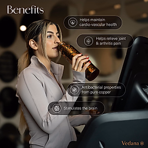 VEDANA Premium Ayurvedic Pure Copper Water Bottle | Leak Proof 1 Liter Copper Vessel for Drinking Water | Great Water Bottle for Sports, Yoga & Everyday Use