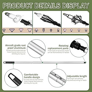 BEWITU Light Bulb Changer for High Ceilings,High Ceiling Light Bulb Changer with Pole,12 FT Light Bulb Changer with Baskets and Suction Cup,Light Bulb Extension Pole Changer