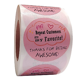 YOUOK Repeat Customers are My Favorite Stickers Labels, 1.5'' Thank You Being Awesome Stickers for Small Business,Handmade Goods,Online Retailers,Envelopes Sealing.(500Pcs Per Roll), YOUOK220317002