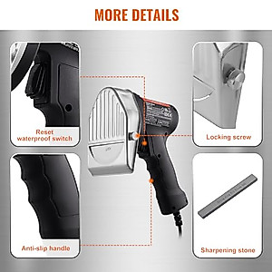 VEVOR Electric Shawarma Knife, 80W Professional Turkish Kebab Knife, Commercial Stainless Steel Gyro Cutter, Doner Kebab Meat Slicer with 2 Blades, Φ4/100mm Blade Diameter, 0-8mm Adjustable Thickness