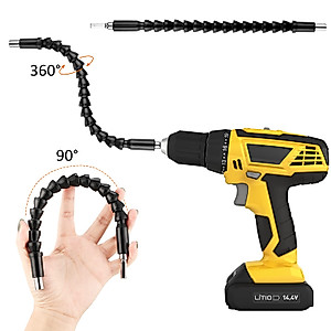 Tondiamo 30 Flexible Drill Bit Extension Hex Shank Rotatable Joint Socket 1/4, 3/8, 1/2 Inch Hex Adapter Socket Bendable Drill Bit Extension Screwdriver Drill Bit Holder 105 Degree Angle Drill Tool