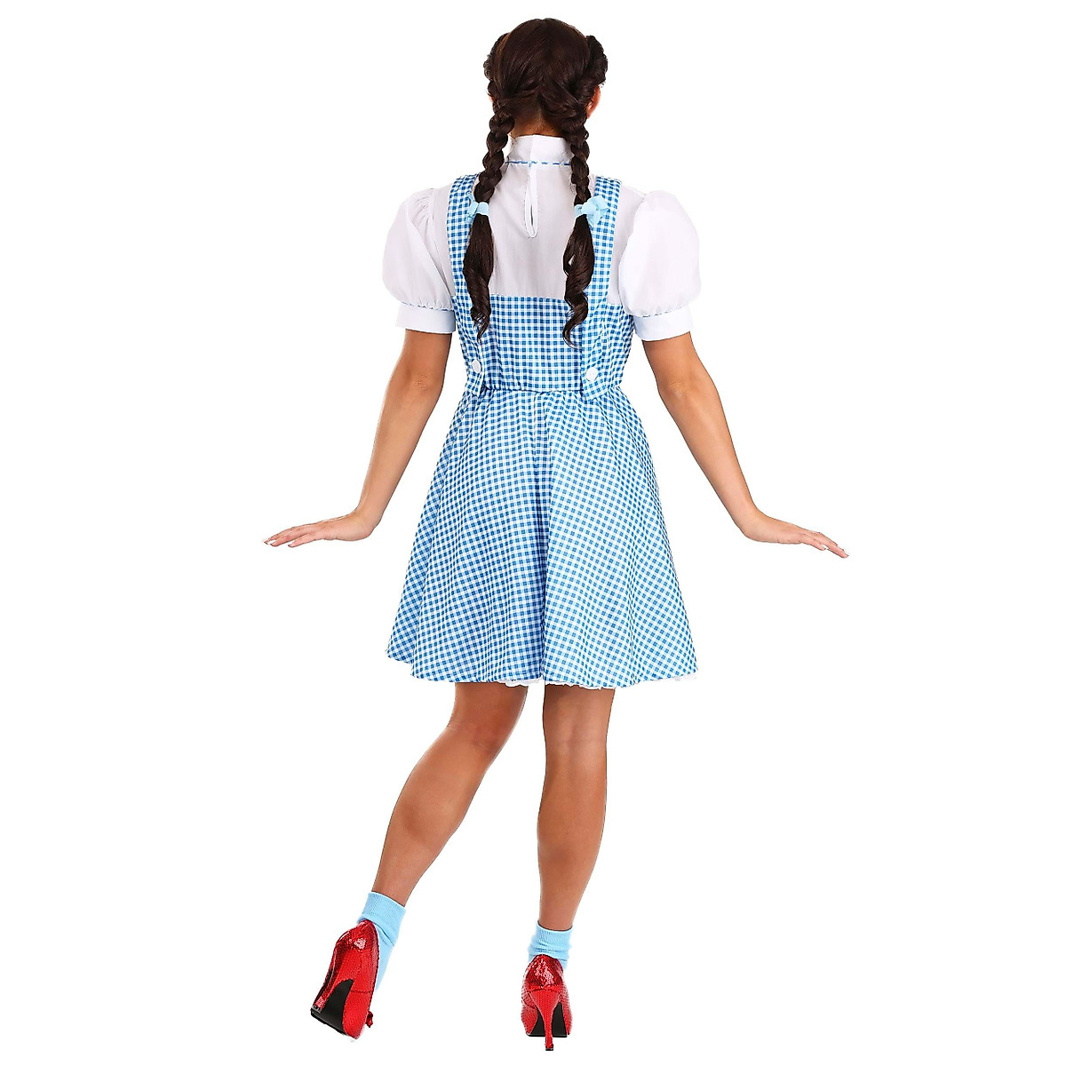 Rubie's womens Wizard of Oz Adult Dorothy Dress and Hair Bows Costume, Blue/White, Teen US