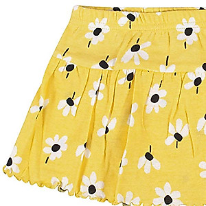 Gerber baby girls Toddler 4-piece Shirt, Onesie, Skirted Panty and Pants Set, Yellow Daisies T Shirts, 18 Months US
