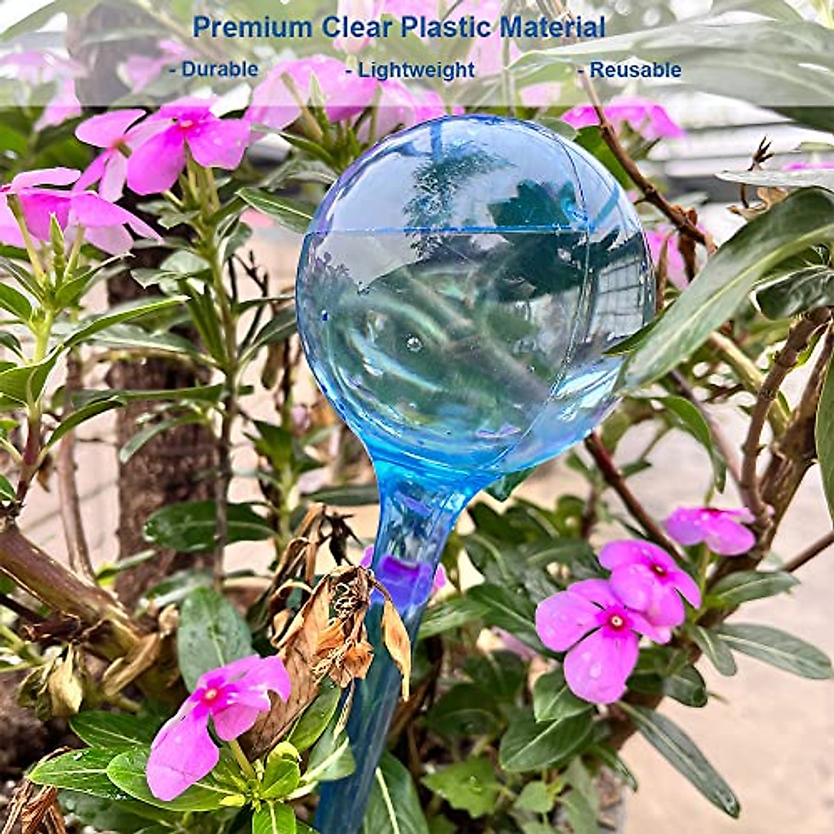 Plant Watering Globes, 10pcs Plastic Plant Automatic Water Bulbs Flower Self Feeder Balls Irrigation Device Auto Waterer Planter Insert Stakes for Indoor Outdoor Garden Potted While Away on Vacation