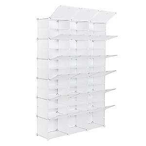 DESIGNSCAPE3D 12-Tier Portable 72 Pair Shoe Rack Organizer 36 Grids Tower Shelf Storage Cabinet Stand Expandable for Heels, Boots, Slippers, White