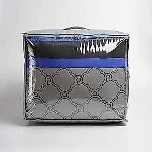 SUPERIOR Maxfield 8 Piece Embroidered Comforter Set, Queen, Blue