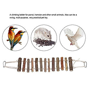 Birds Wood Ladder Toy, Multifunction Pet Birds Wood Ladder Bridge Toy Birds Swing Bridge Training Toys for Lovebirds Parakeets Parrots African Grey Cockatiel