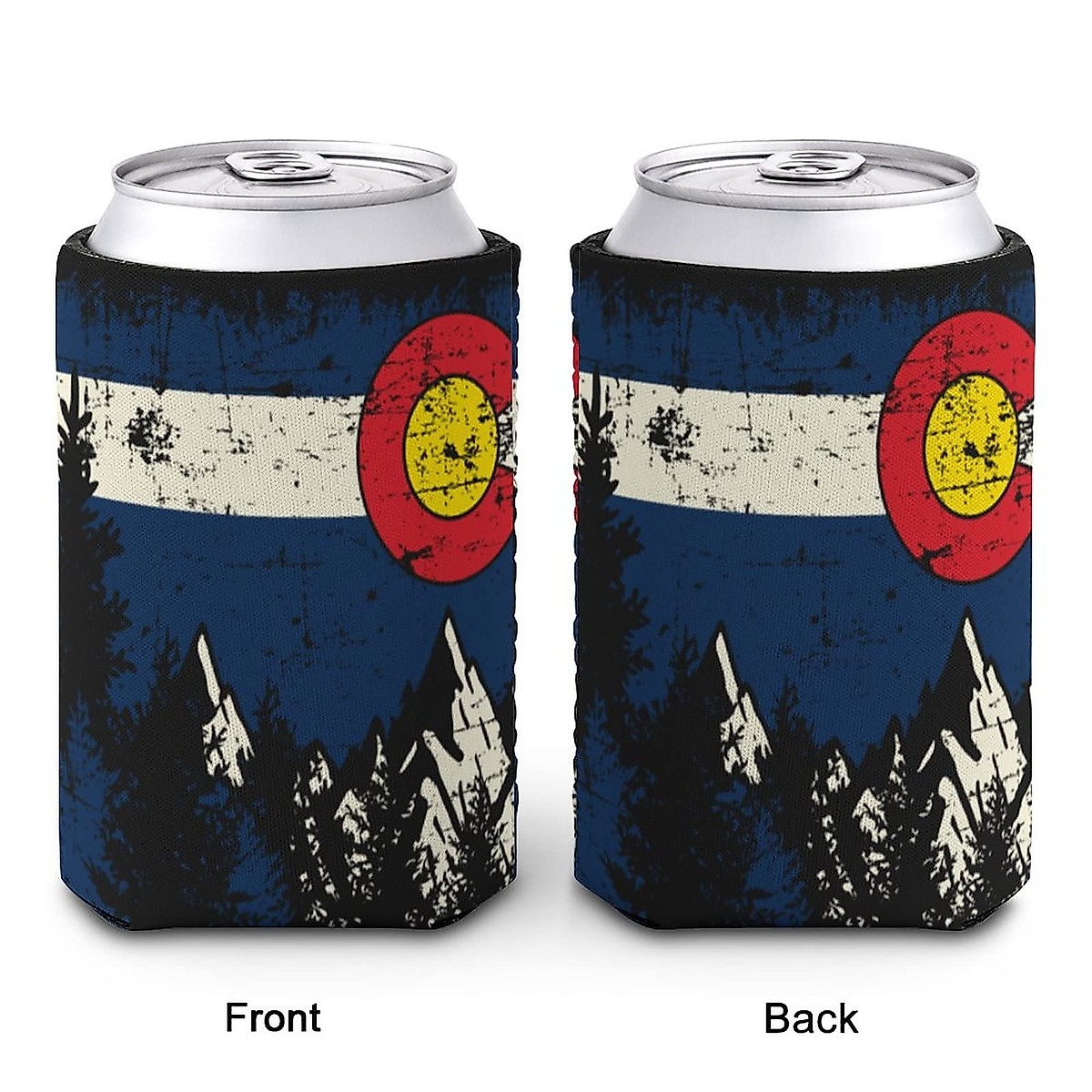 2 PCS Colorado Flag Mountain' Can Cooler Party Gift Beer Drink Coolers Coolies