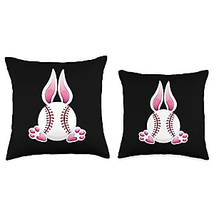 Easter Baseball Ball Easter Day Baseball Gift Ball Day Funny Easter Bunny Baseball Throw Pillow, 16x16, Multicolor