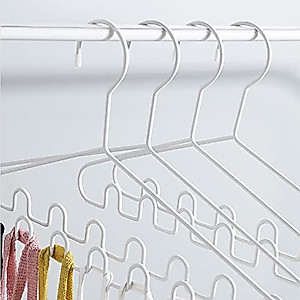 2 Pcs Iron Metal Wavy Clothes Hangers Multi-Purpose Closet Organizer for Bra, Ties, Belt, Tank Top, Camisole Dress (White)