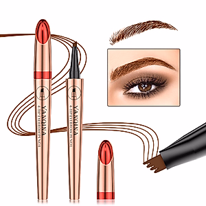 Anifer Liquid Microblading Smoke Gray Eyebrow Pencil. - Waterproof, Long-Lasting, Natural, 4-Point Fork-Tip Eyebrow Pen（Smoke Gray 3#）