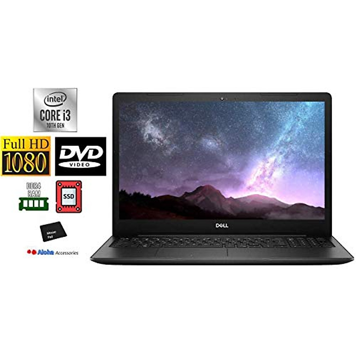 Dell Inspiron 3793 Premium 17.3'' FHD 1080P Non-Touch Laptop Computer Intel 10th Gen i3-1005G1 up to 3.4GHz 8GB RAM 1TB HDD Webcam DVD-RW HDMI WiFi Windows 10 Home, Aloha Bundle