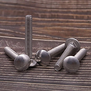 1/4-20 x 1-1/4" Carriage Bolts, 304 (18/8) Stainless Steel Carriage Screws, Round Domed Head Square Neck, Grade A2-70, Full Thread, Coarse Thread UNC, 25 PCS