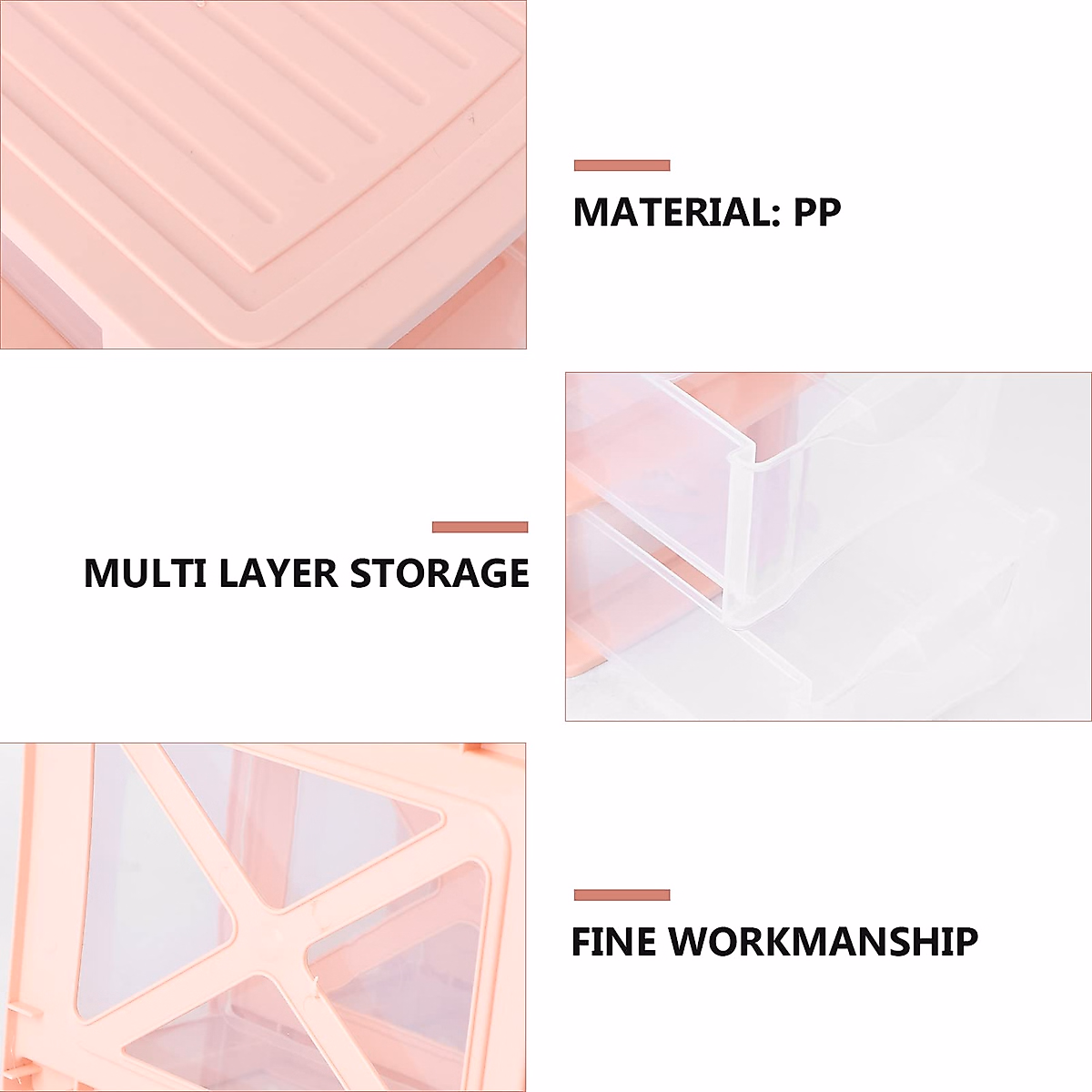 Toyvian Plastic Drawers Organizer, 1Pc 3-Layer Desktop Storage Box Transparent Storage Drawer for Home Office - Pink