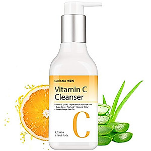 Lagunamoon Vitamin C Facial Cleanser, Cleanse & Hydrating, Reduce Fine Line Wrinkles Anti-Aging, Perfect Face Wash with Natural Ingredients for All Skin Types (200ml / 6.76 Oz)