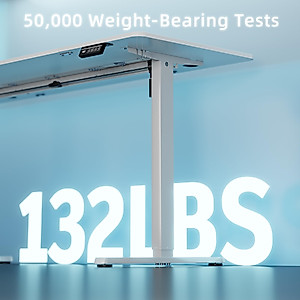 Shintenchi Electric Standing Desk, 63 x 24 Inch Height Adjustable Sit Stand Desk Morder Home Office Stand Up Desk Computer Work Station with Splice Board, (White Frame + White Top)