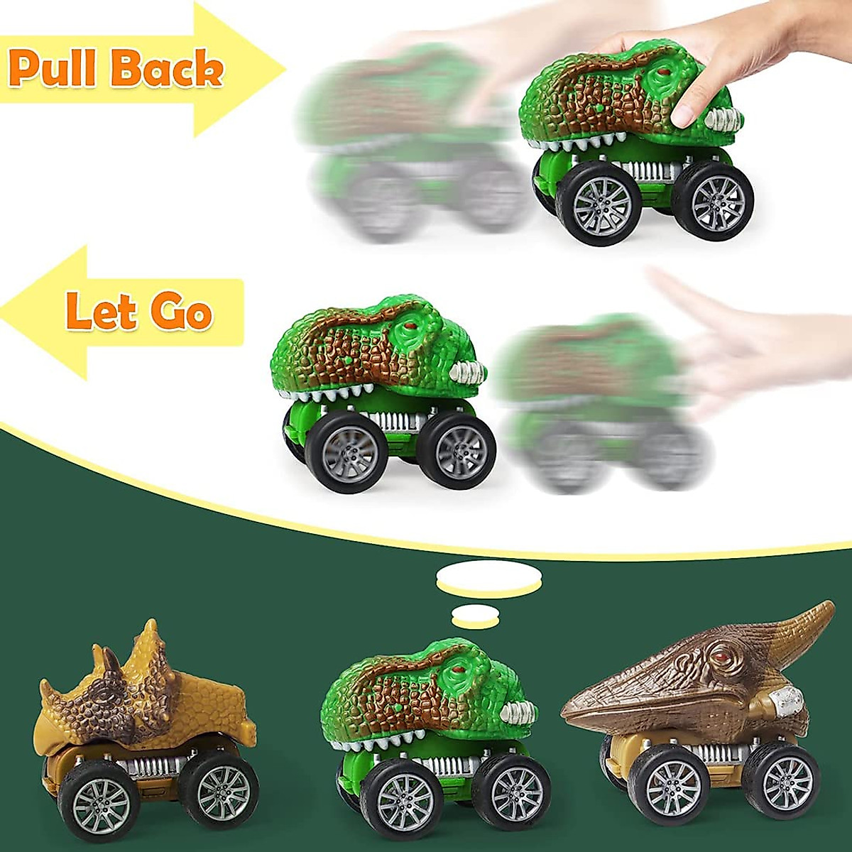 Dinosaur Toys for 3+ Year olds, Dinosaur Toy Truck for Kids 3-7 with Flashing Lights, Music, 13 in 1 Dinosaur Toys for Kids, 3 Pull Back Dinosaur Cars, 3 Dinosaur Toys and 1 Dinosaur Carrier Truck