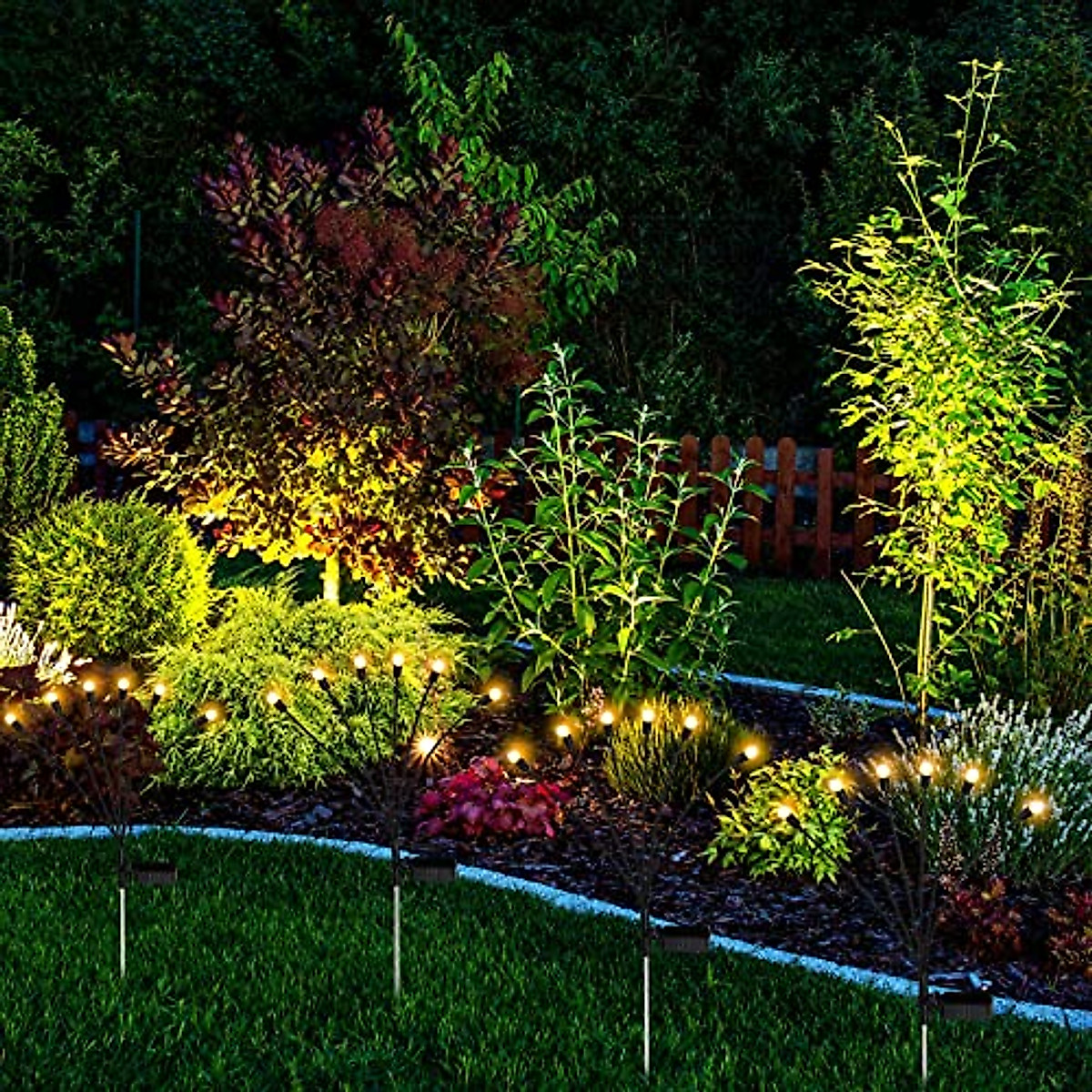 6 Pack 36 LED Solar Firefly Swaying Lights Outdoor Solar Powered Firefly Pathway Lights Waterproof Landscape Pathway Lights Swaying Decorative Warm Lights with Stake for Yard Patio Decor