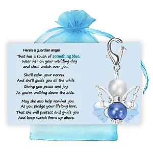 MKISHINE Something Blue for Bride to Be on Wedding Gifts Card Bridal Angel Bouquet Garter Charm Gift Card for Daughter on Wedding Day, from Mom Dad Grandma Sister Friends