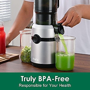 Cold Press Juicer Machines,Fretta Slow Masticating Juicer Machines with 4.25" Large Feed Chute,Fit Whole Fruits & Vegetables Easy Clean Self Feeding,High Juice Yield,BPA Free (Silver)